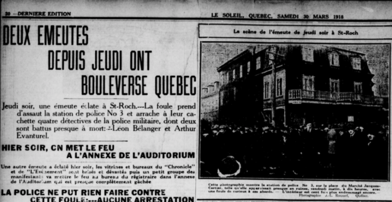 L’émeute de 1918 à Québec contre la conscription, un drame militaire ...